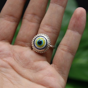 Handmade Evil Eye Silver Ring - Turkish Designer Handcrafted Gift - Etsy