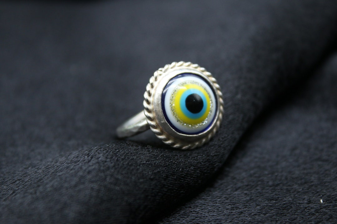 Handmade Evil Eye Silver Ring - Turkish Designer Handcrafted Gift - Etsy