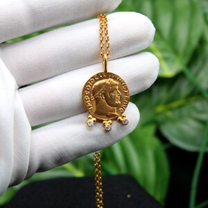 50cm Chain Roman Emperor Caesar Coin Medallion Necklace, Gold Plated ...