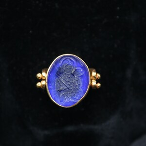 Venetian Glass Intaglio Virgin Mary Silver Ring: Tumble Ring, Vintage ...