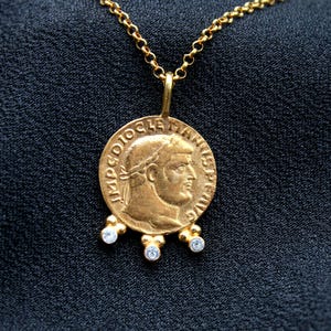 50cm Chain Roman Emperor Caesar Coin Medallion Necklace, Gold Plated ...
