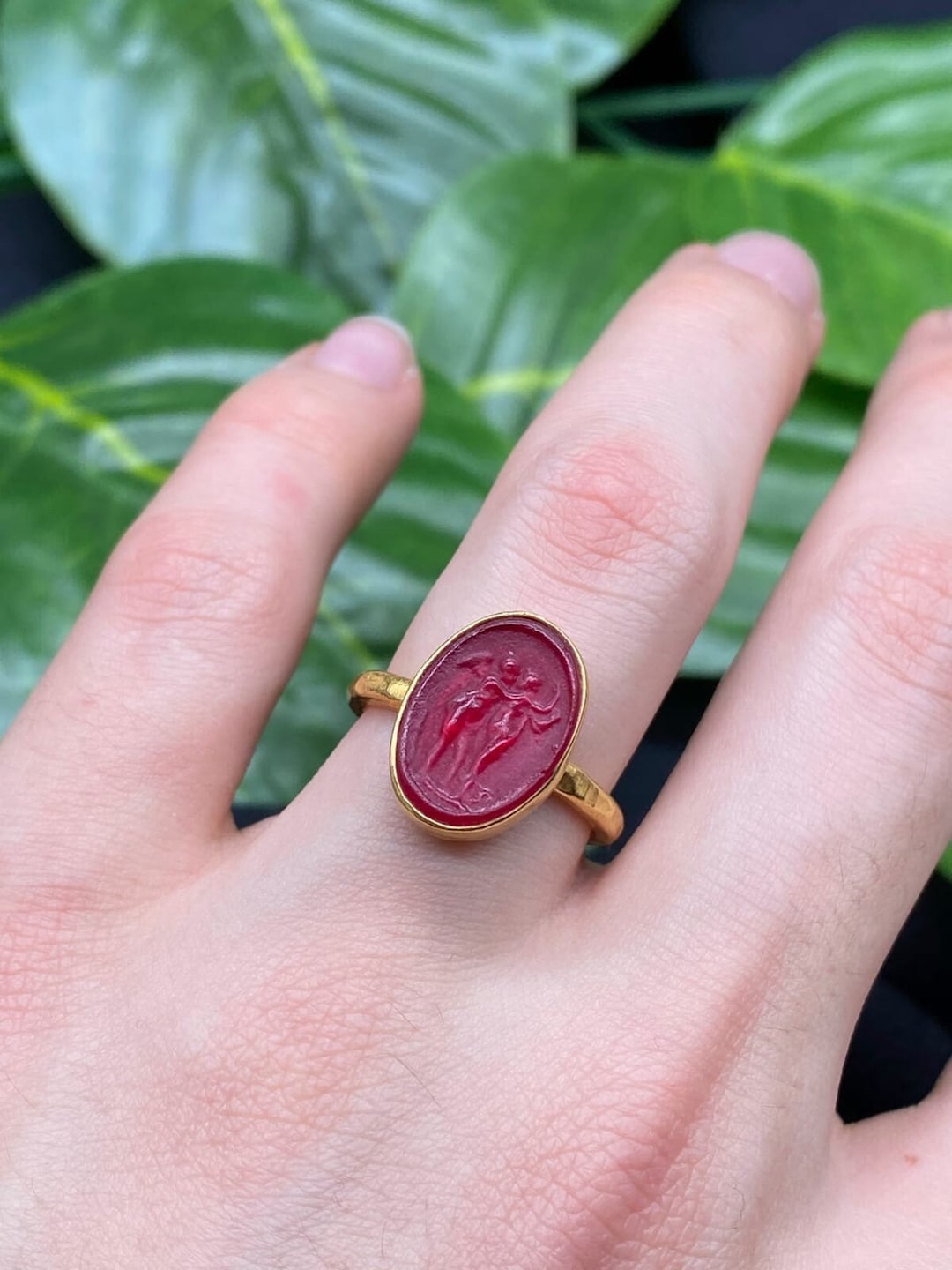Unique Intaglio Glass Eros and Aphrodite Silver Ring - Timeless ...
