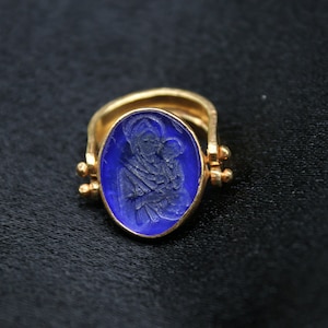 Venetian Glass Intaglio Virgin Mary Silver Ring: Tumble Ring, Vintage ...