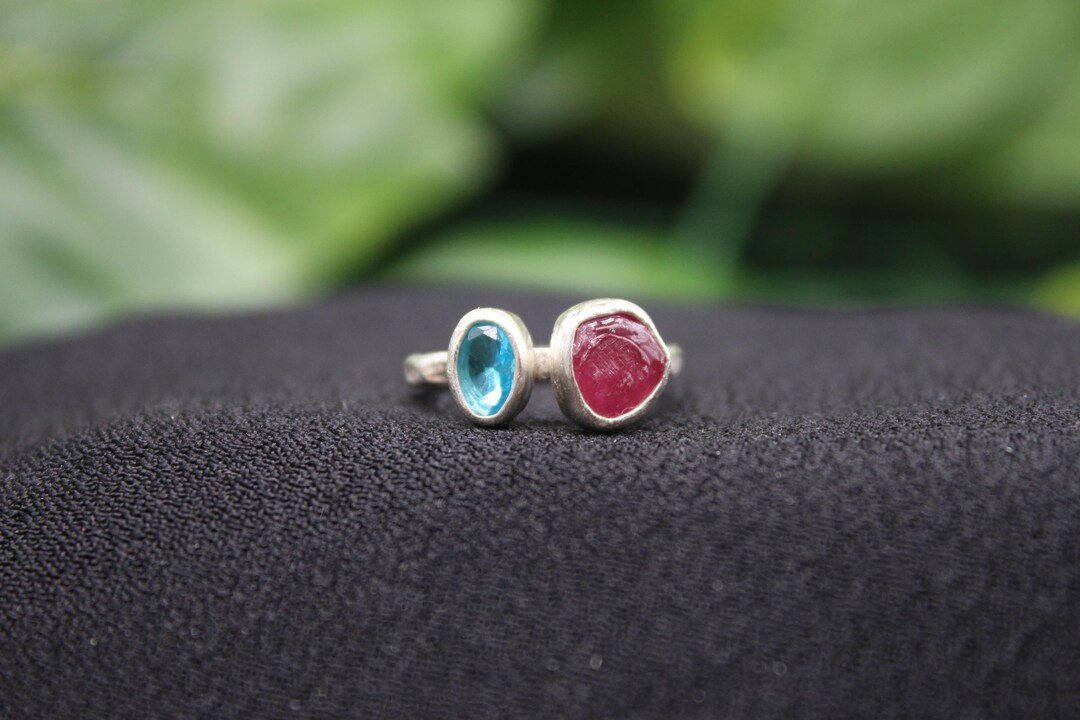 Blue Topaz and Ruby Silver Ring: A Stunning Handmade Jewelry Christmas ...