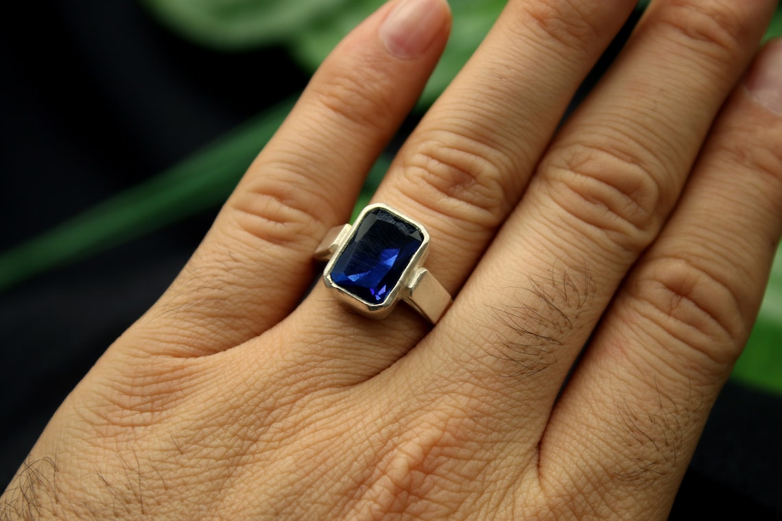 Natural Sapphire Silver Ring Handmade Jewelry Natural Sapphire Vintage ...