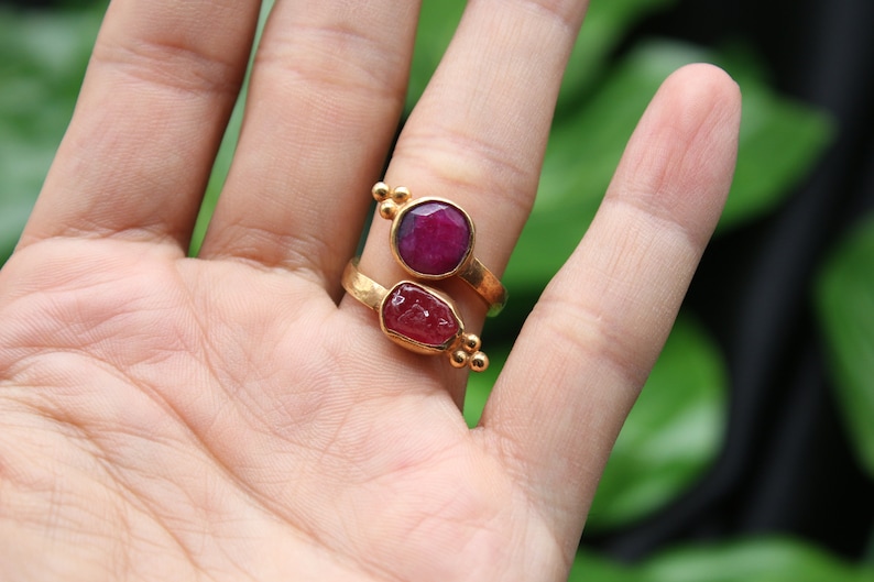 Raw Ruby Ring, Handmade Adjustable 925 Sterling Silver Ring, Gold ...