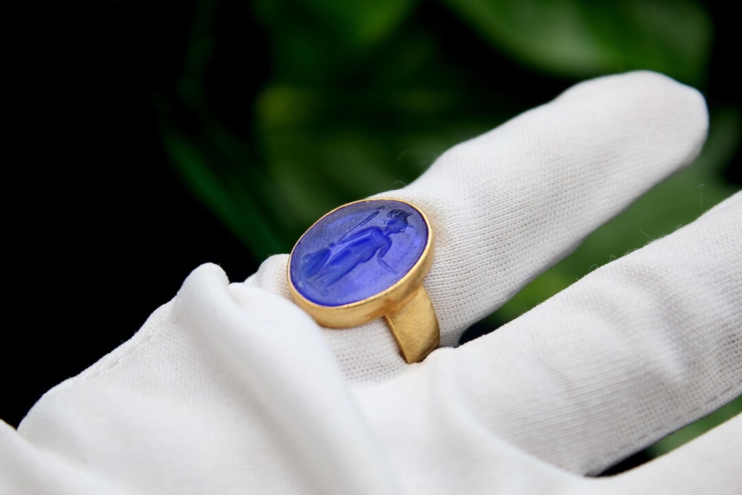 Unique Intaglio Glass Eros and Aphrodite Silver Ring - Timeless ...