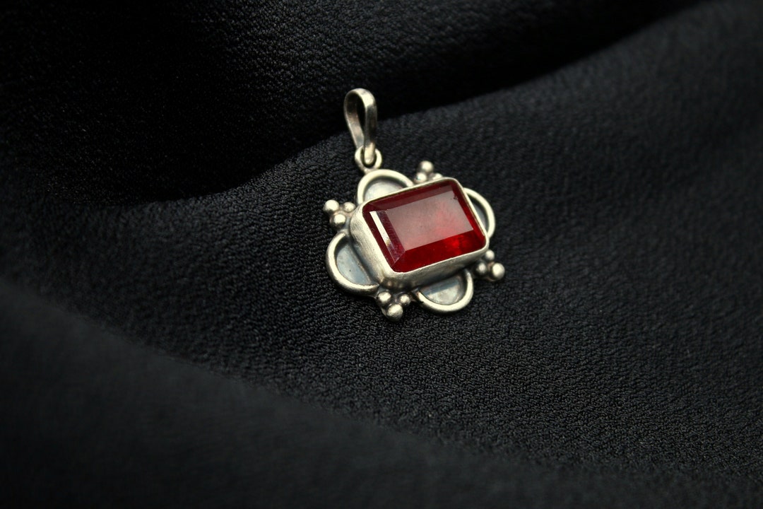 Handmade Authentic Custom Design Ruby Silver Pendant - Timeless ...