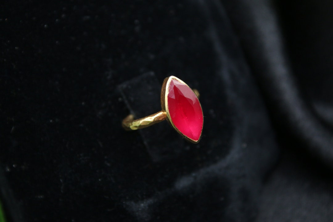 14K Solid Gold Ruby Ring Handmade Jewelry Ruby Gift Red Stone Ring - Etsy