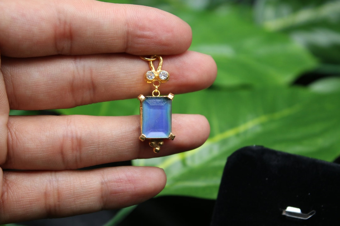 Mood Silver Pendant Color Changing Stone Mood Stone Pendant Gemstone - Etsy