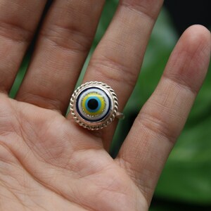 Handmade Evil Eye Silver Ring - Turkish Designer Handcrafted Gift - Etsy