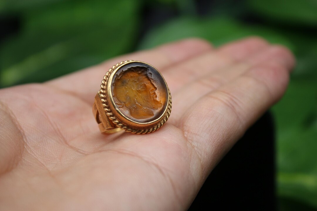 Venetian Glass Intaglio Zeus Silver Ring, Greek Jewelry, Handmade Gift ...