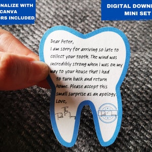Printable Tooth Fairy Apology Letter in 4 Colors Black, Blue, Red ...
