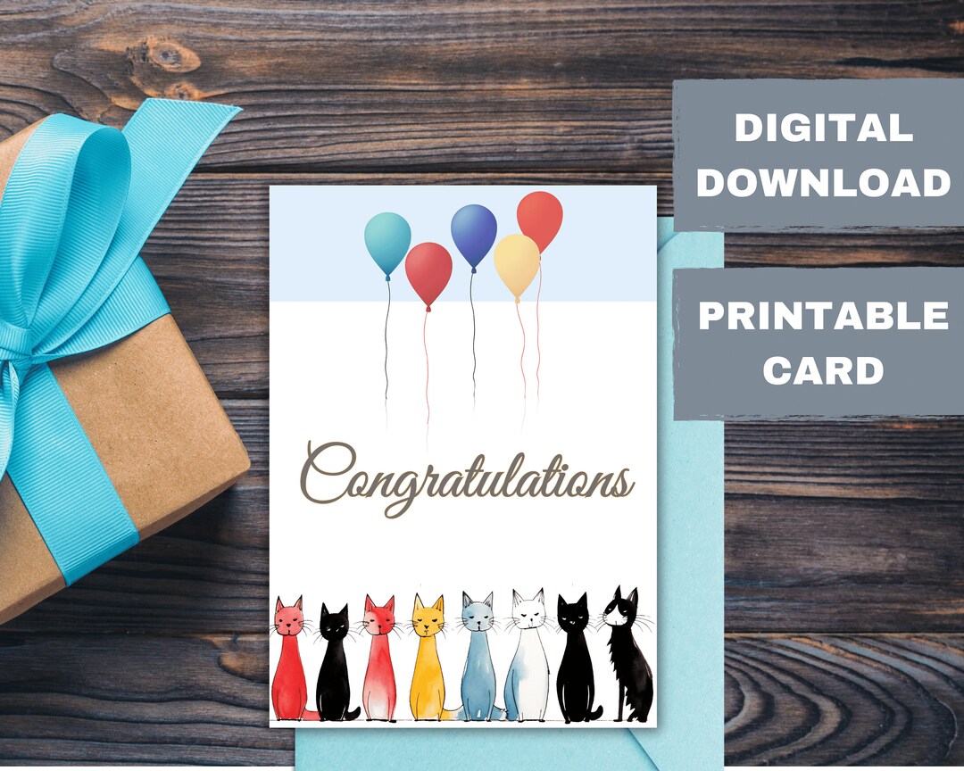 Congratulations Cats Printable Card to Celebrate Successes and ...