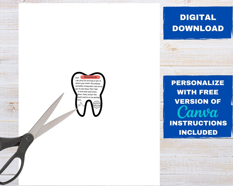 Printable Tooth Fairy Apology Letter in 4 Colors Black, Blue, Red ...