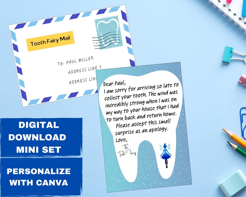 Printable Tooth Fairy Small Sorry Letter With Fairy Envelope ...
