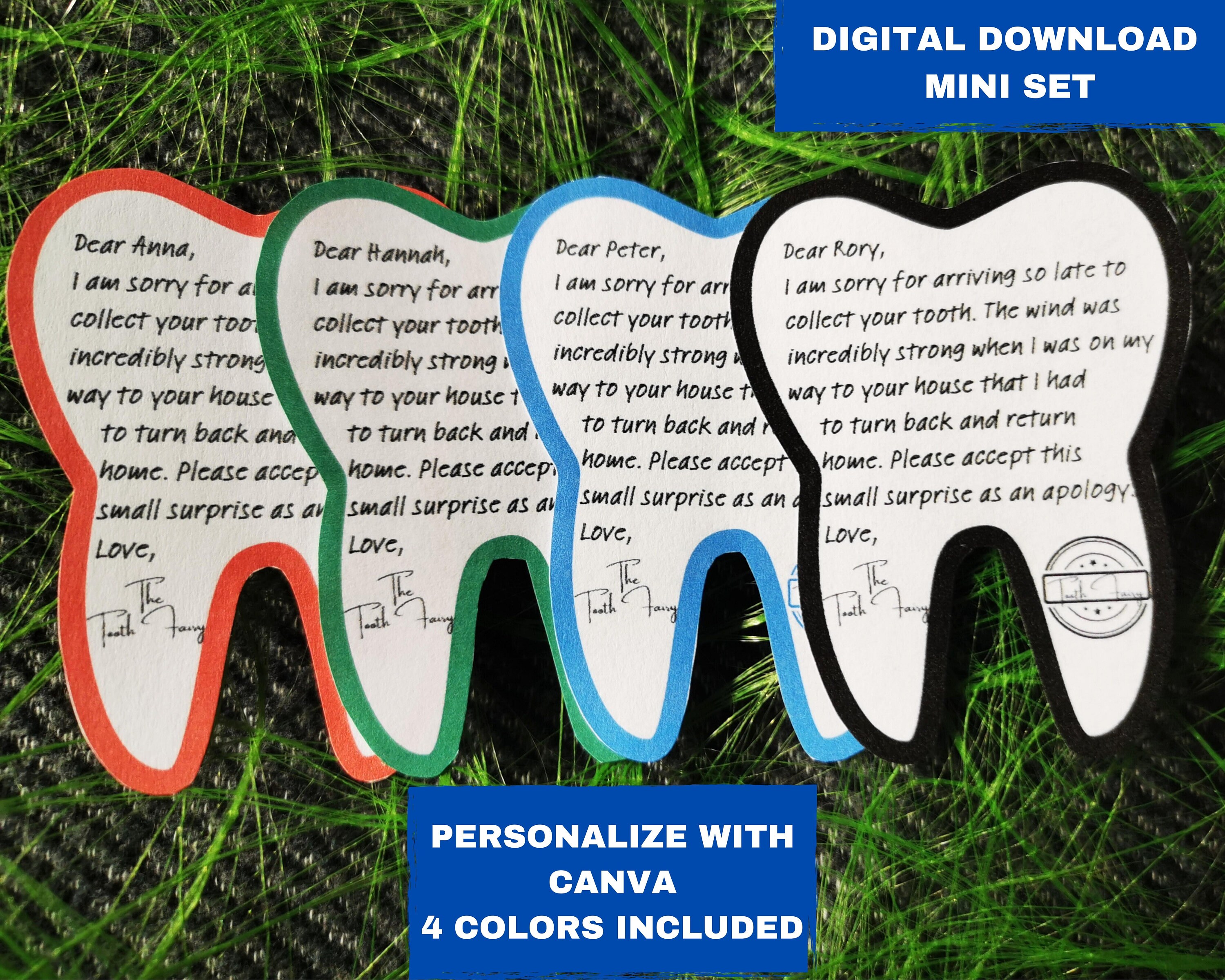 Printable Tooth Fairy Apology Letter in 4 Colors Black, Blue, Red ...