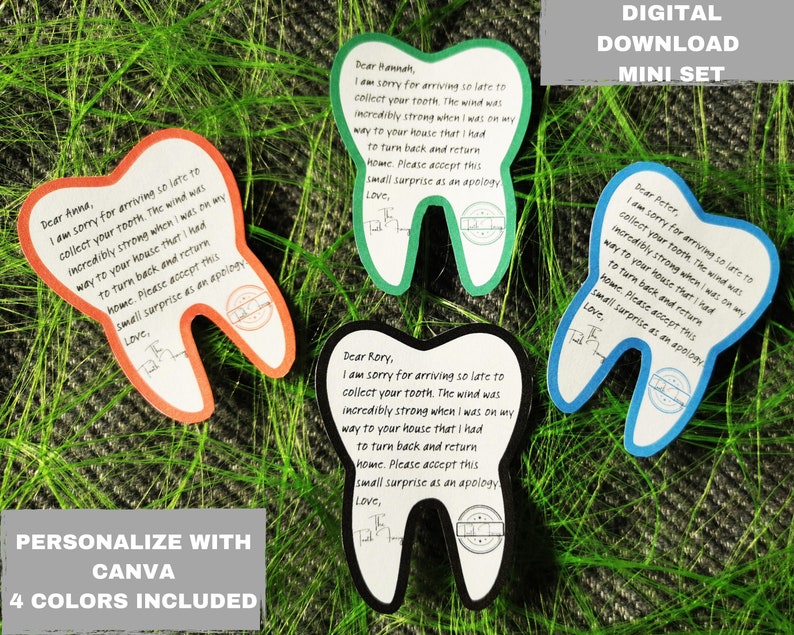 Printable Tooth Fairy Apology Letter in 4 Colors Black, Blue, Red ...