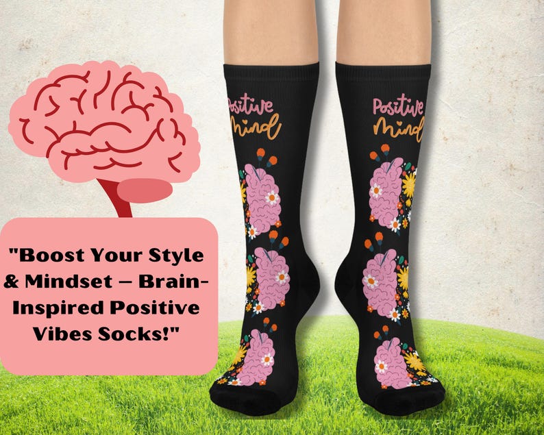 Floral Brain Socks – Cozy & Inspirational for All! Support Mental ...