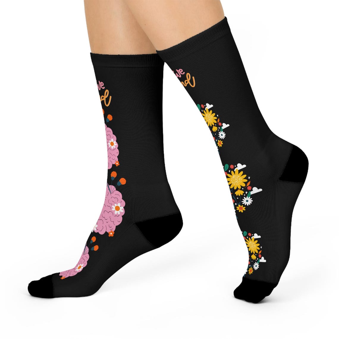 Floral Brain Socks – Cozy & Inspirational for All! Support Mental ...