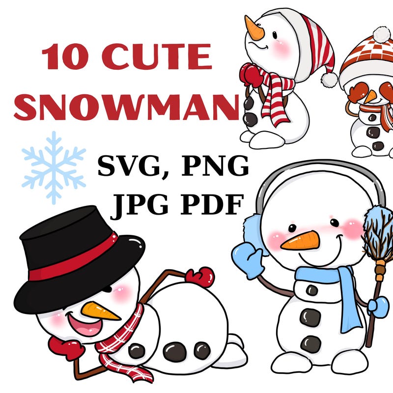 Cute Snowman Svg - Etsy
