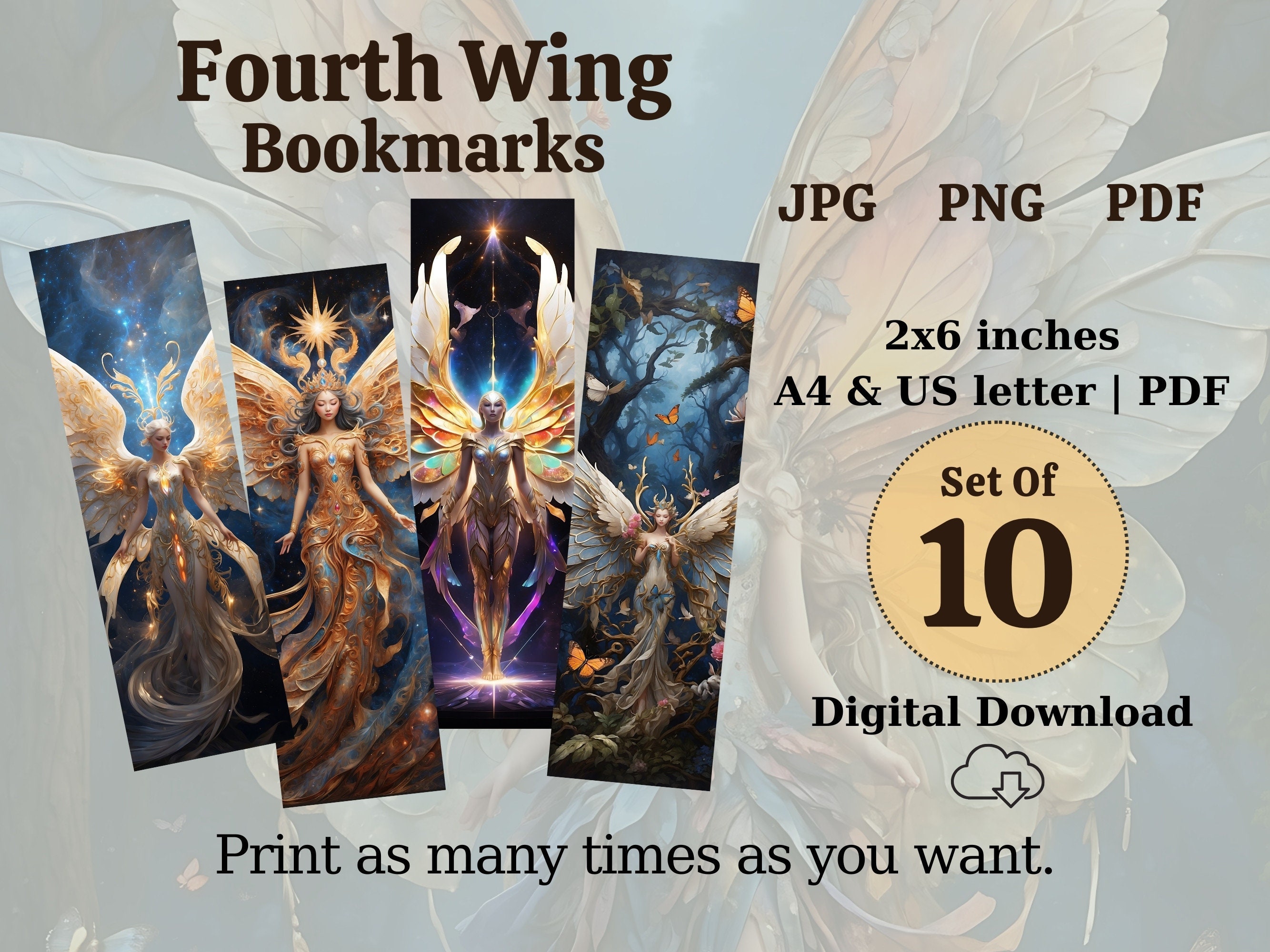 Fourth Wing Bookmarks Printable | Digital Download Bookmark for 4th ...