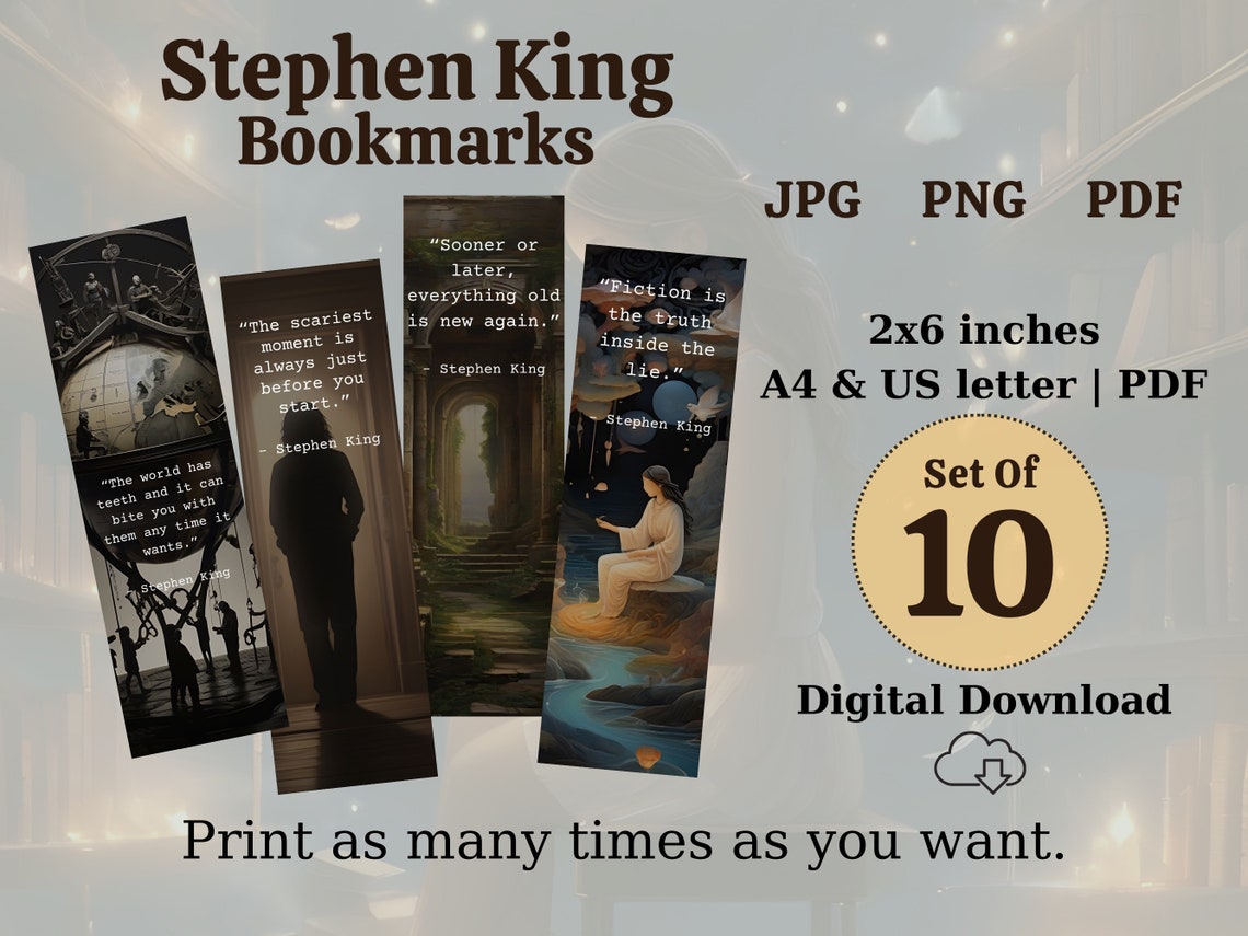 Stephen King Bookmarks - Gothic Horror Quotes - Etsy