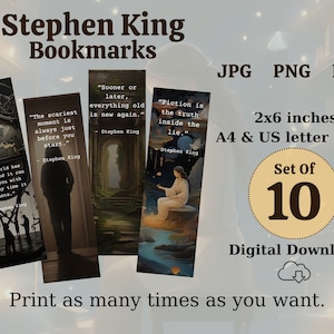 Stephen King Bookmarks Printable | Stephen King Book Lover Bookmark - Etsy