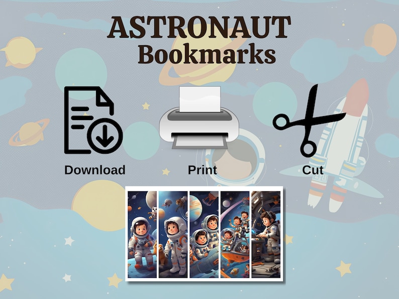 Printable Astronaut Bookmark | Digital Download Space Themed Bookmarks ...