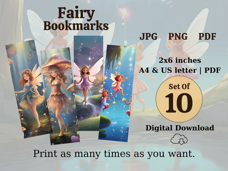 Printable Fairy Bookmarks | Digital Magical Tale Designs - Etsy