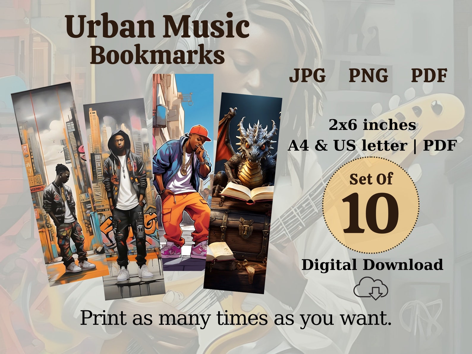Printable Urban Music Bookmarks | Graffiti-inspired Hip-hop & Street ...