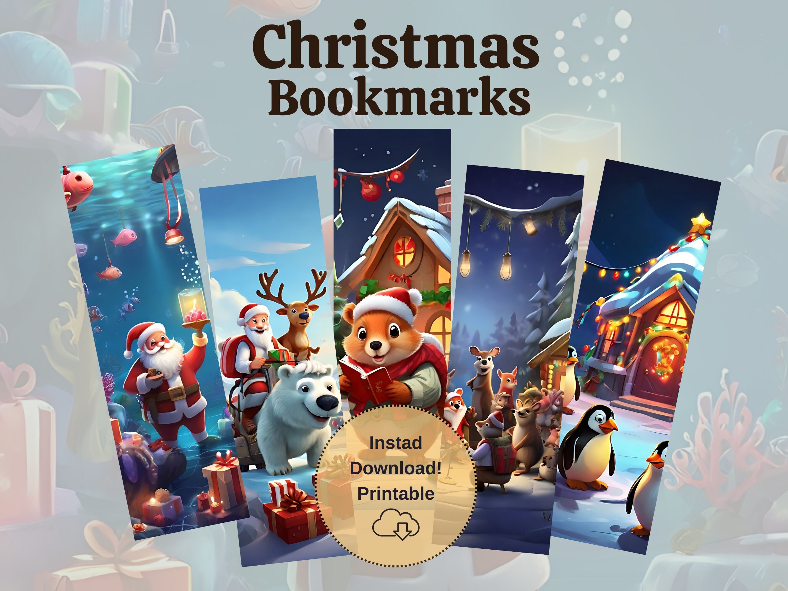 Printable Christmas Bookmarks for Kids | Digital Cute Holiday Designs ...