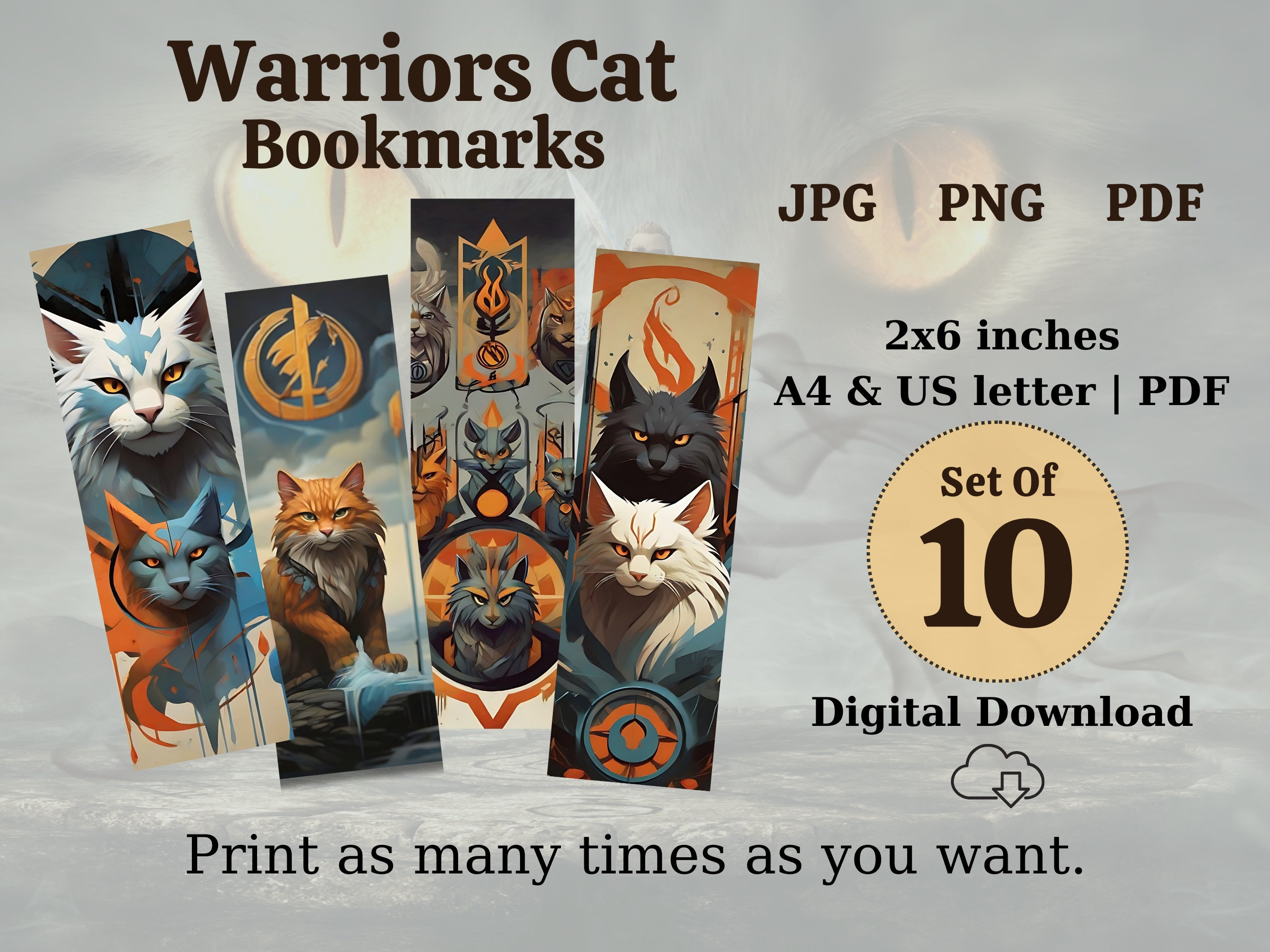 Warrior Cats Bookmarks Printable | Digital Download for Cat Lovers - Etsy