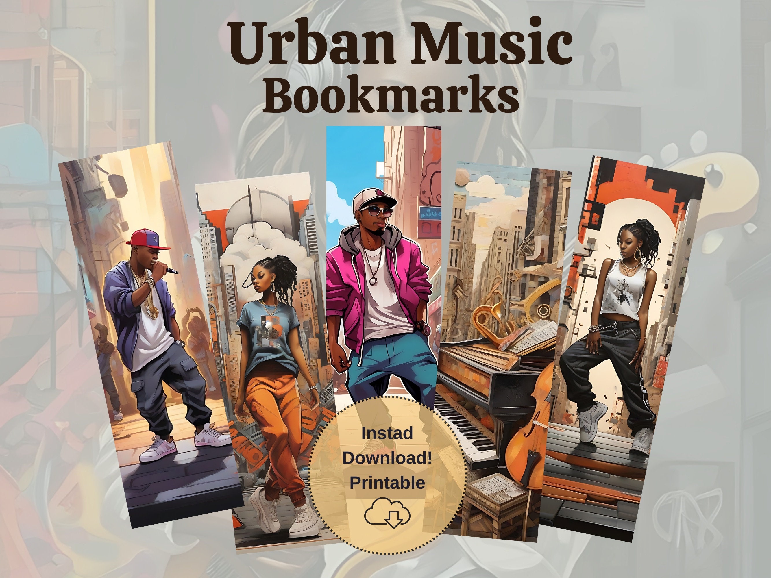 Printable Urban Music Bookmarks | Graffiti-inspired Hip-hop & Street ...