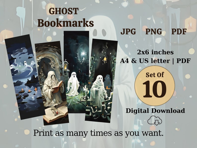 Printable Ghost Bookmarks | Digital Download for Ghost Lovers - Etsy