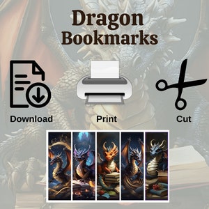 Printable Dragon Bookmarks Set - DIY Fantasy Bookmark for Dragon Lovers ...