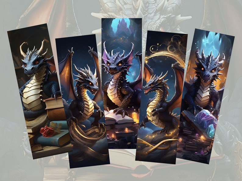 Printable Dragon Bookmarks Set - DIY Fantasy Bookmark for Dragon Lovers ...