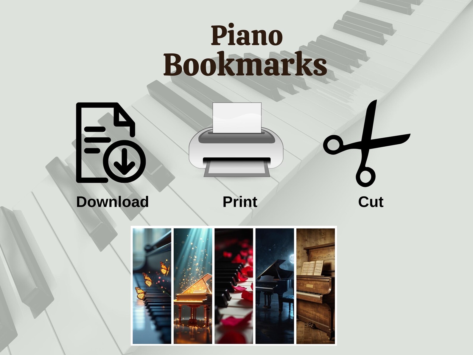 Printable Piano Bookmarks | Elegant Music Lover’s Collection for ...