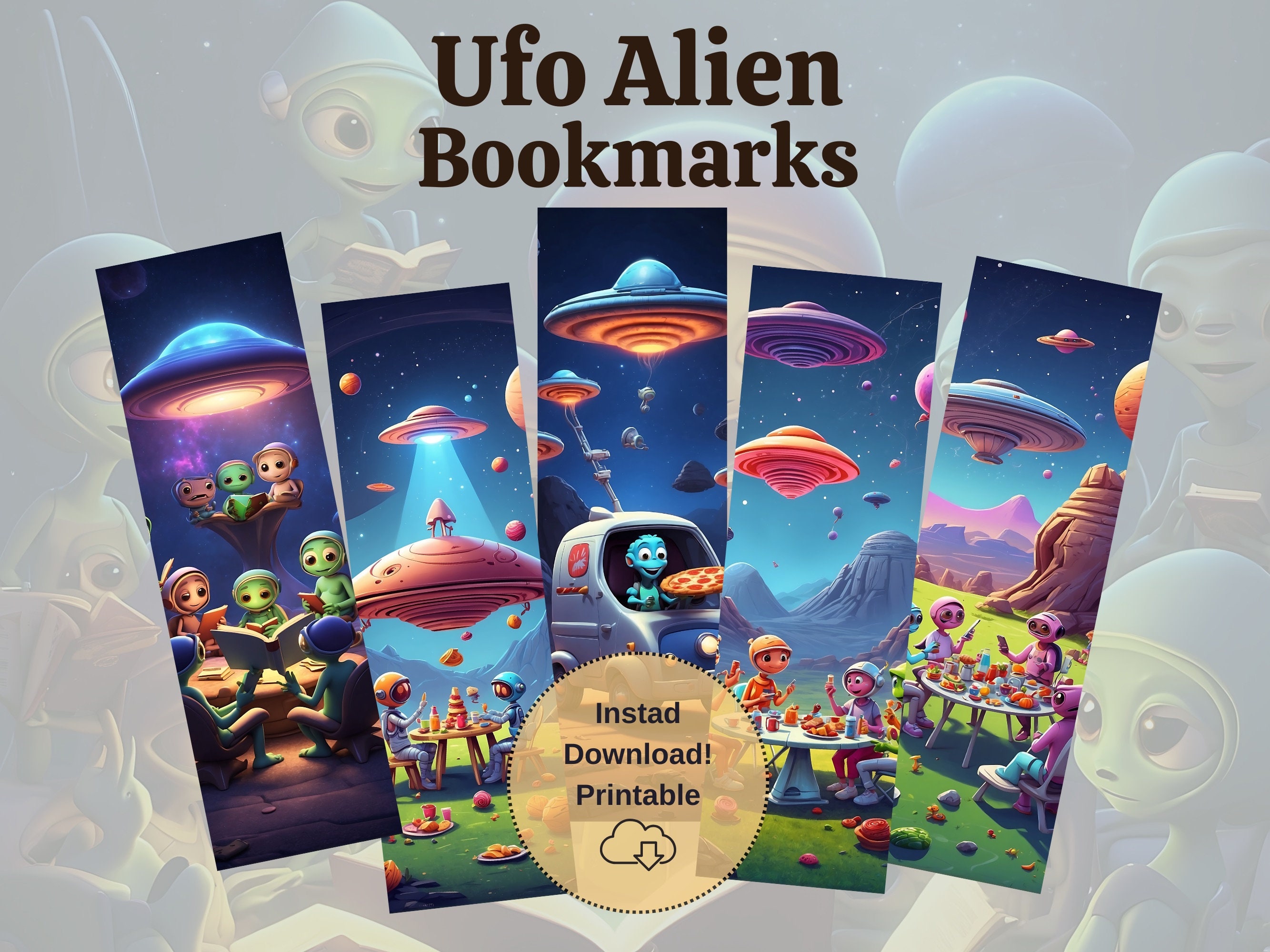 UFO Alien Bookmarks | Sci-fi Reader Gift (digital Download) - Etsy
