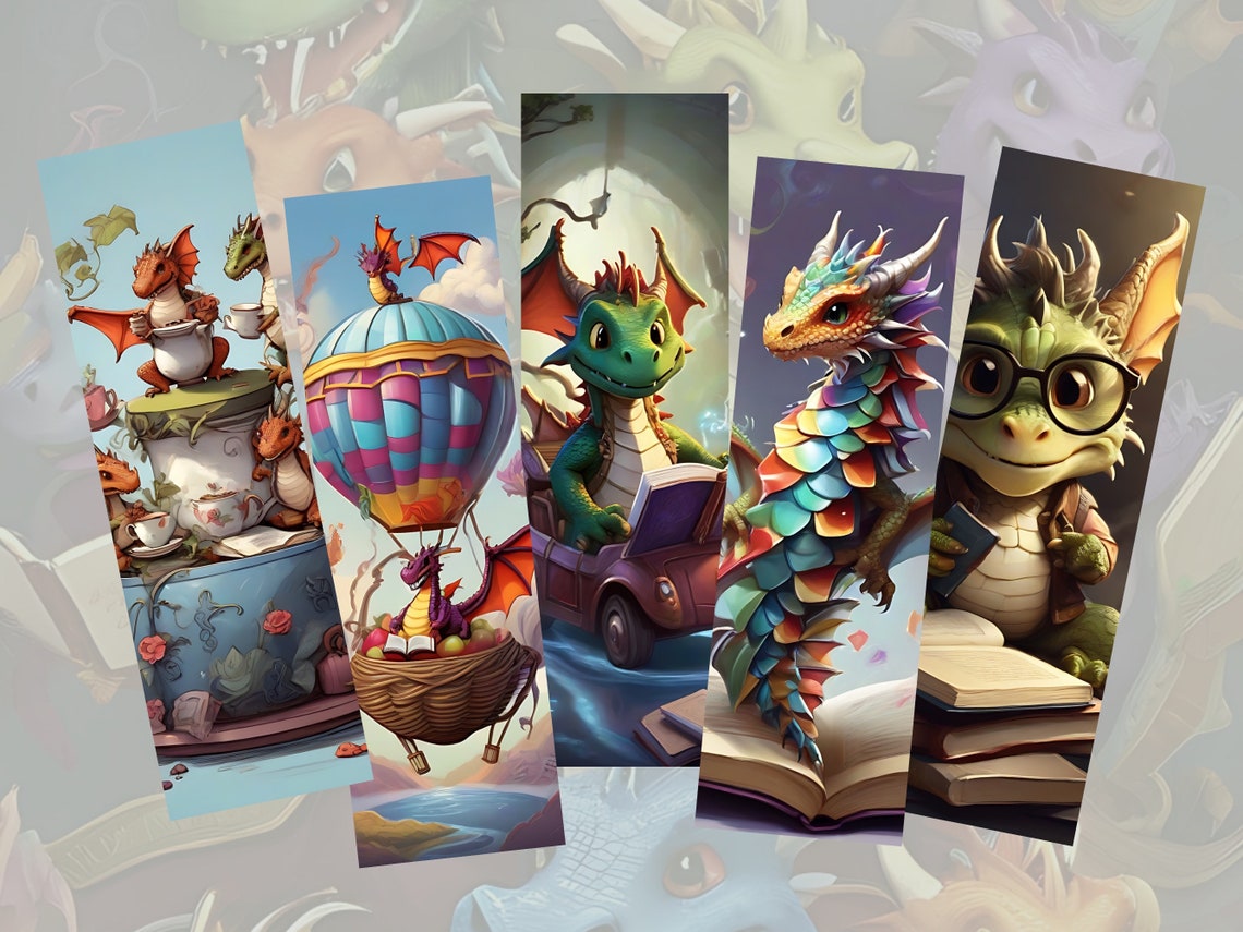 Printable Dragon Bookmark for Kids Digital Cute Fantasy Book Accessory ...