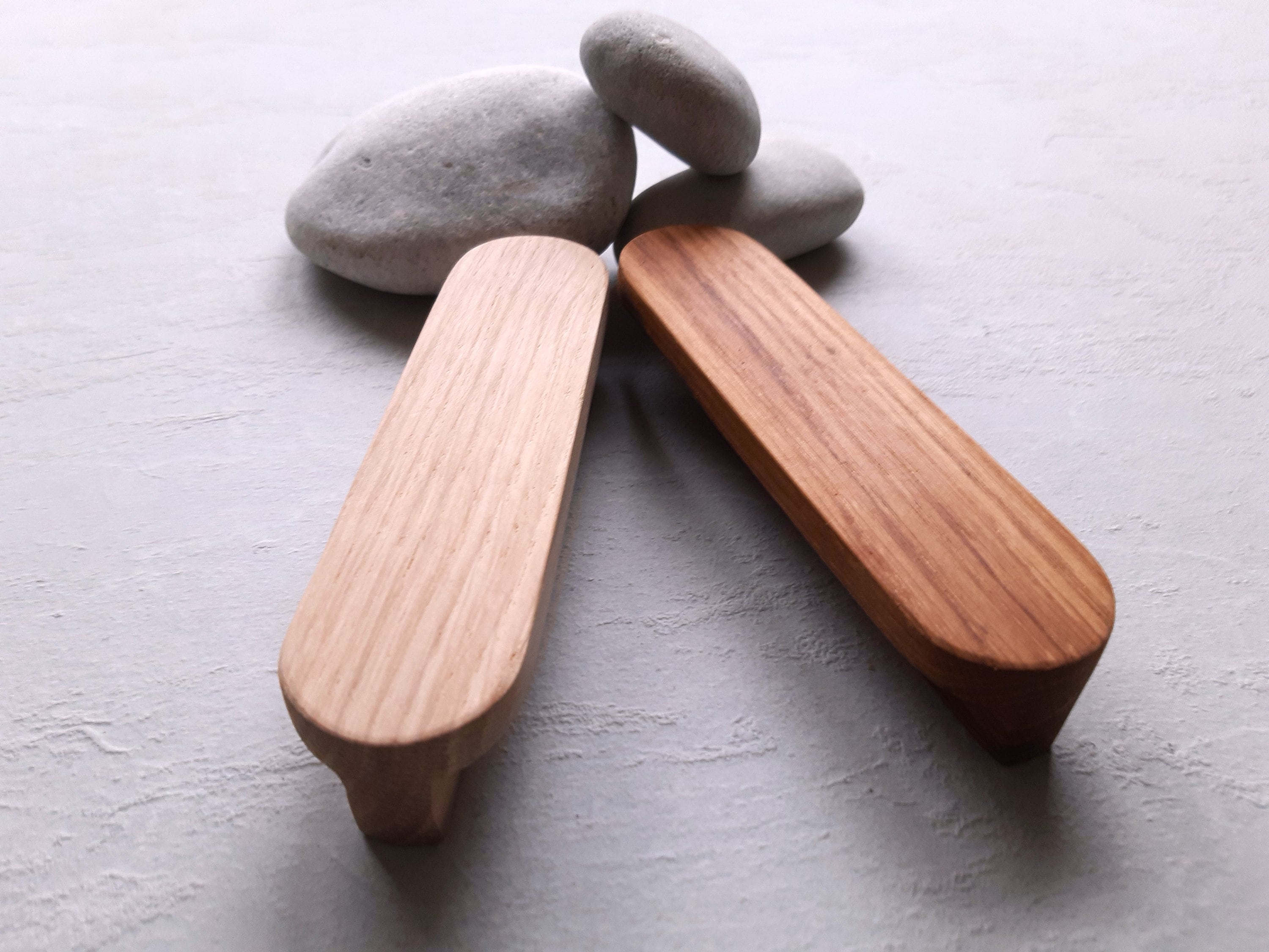 Long Oak Wood Handles Pulls Simple Kitchen Hardware Dresser Pulls Minimalism Wooden Drawer Knobs ...