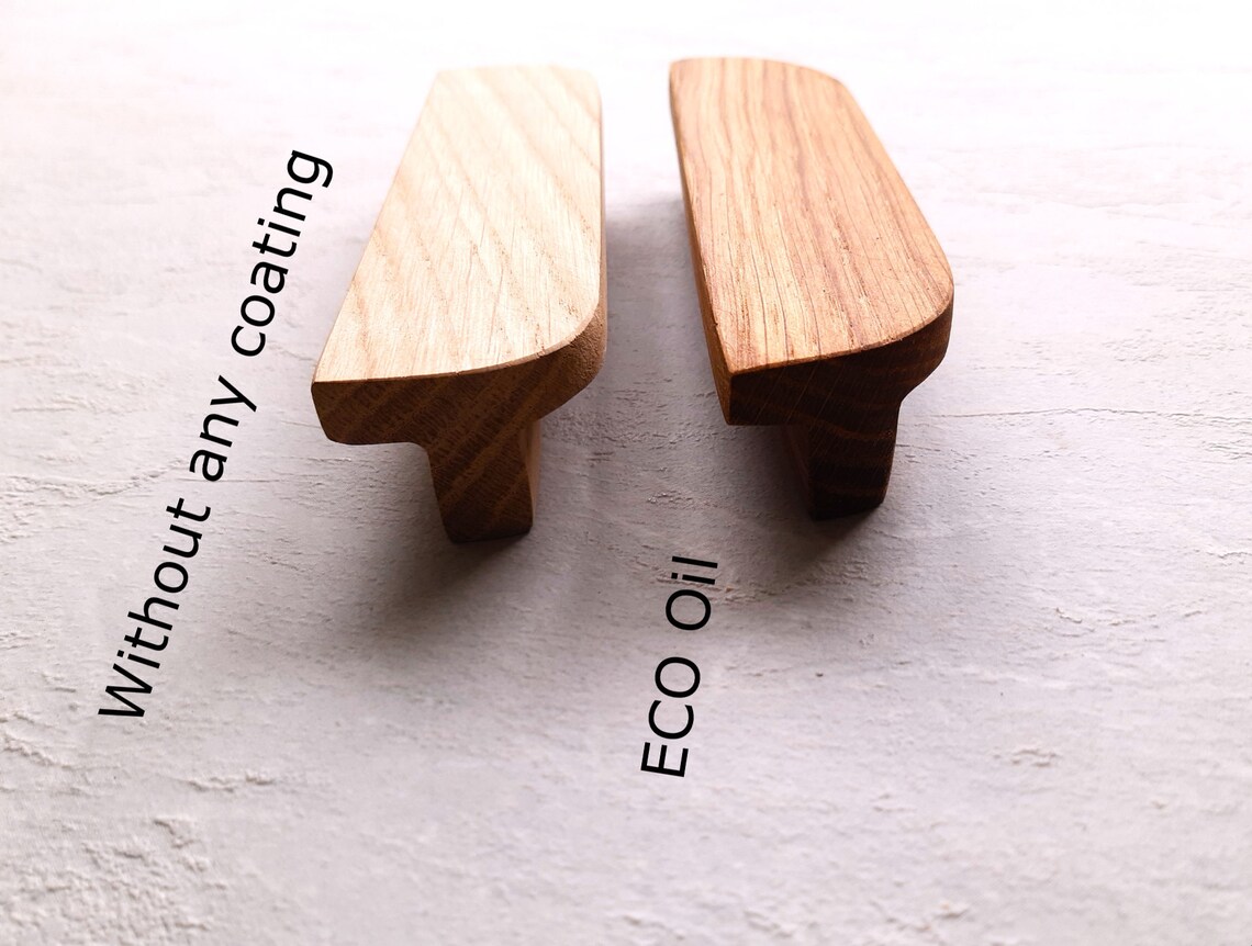 Long Oak Wood Handles Pulls Simple Kitchen Hardware Dresser Pulls ...
