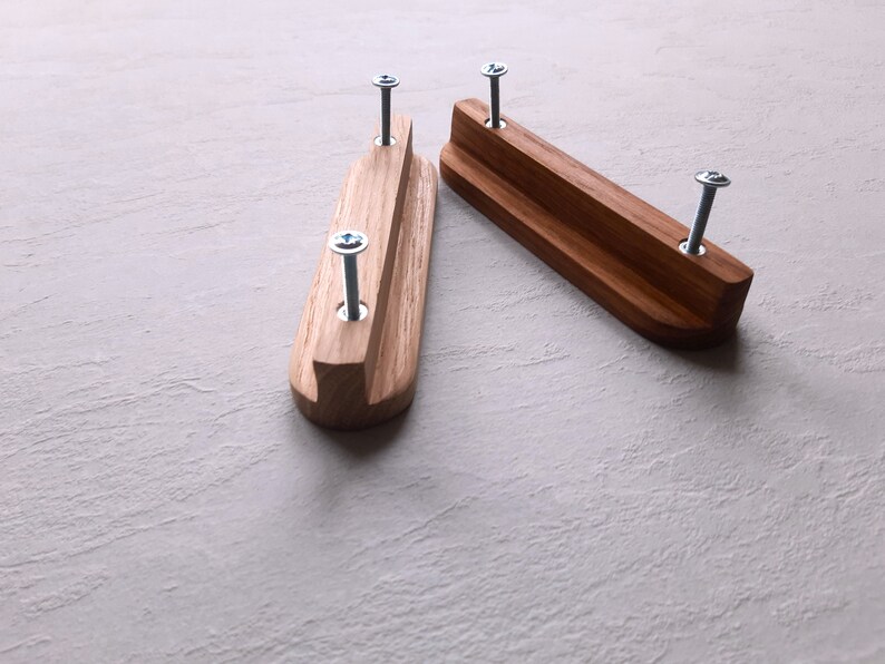 Long Oak Wood Handles Pulls Simple Kitchen Hardware Dresser Pulls ...