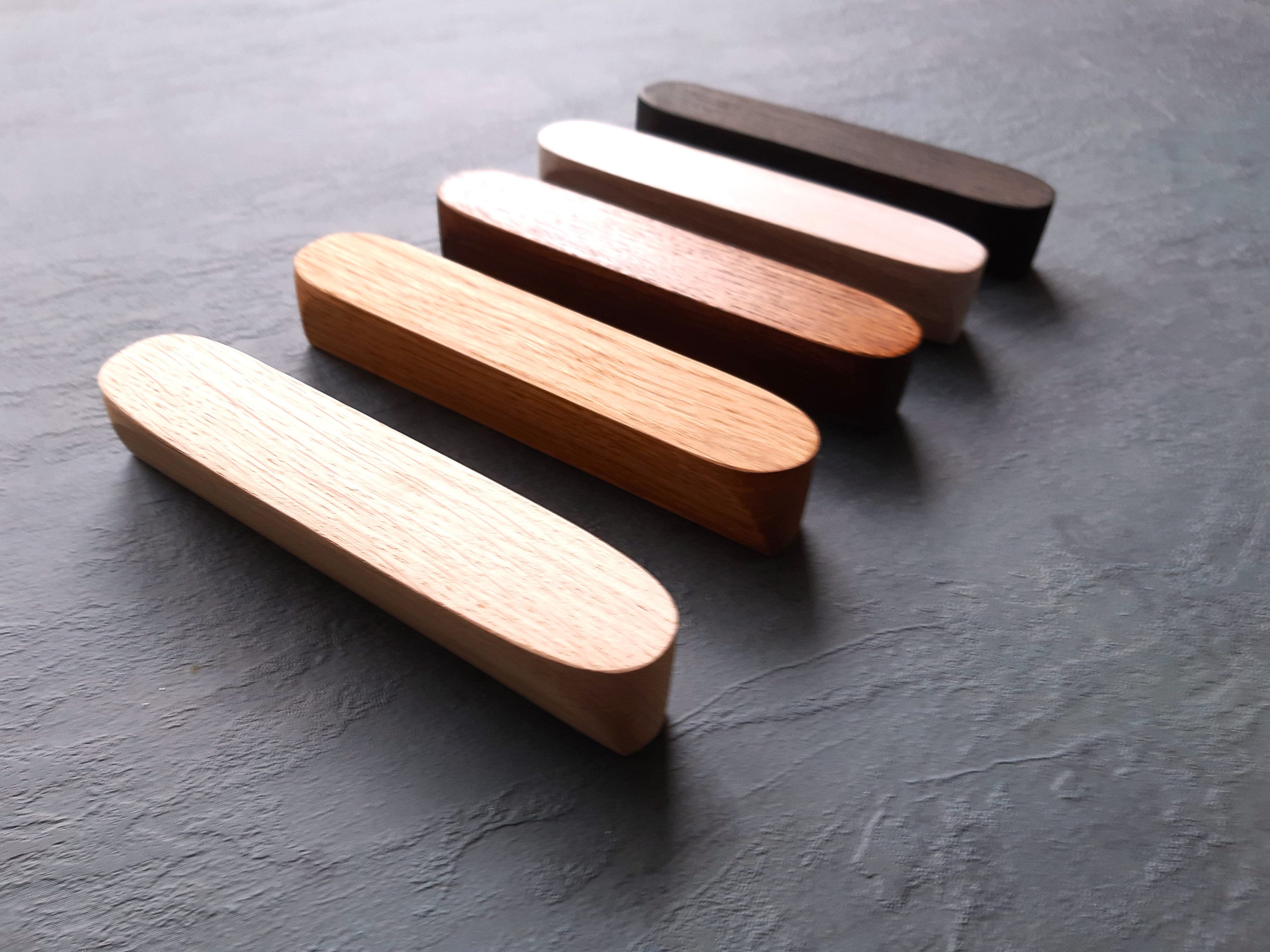 Long Oak Wood Handles Pulls Simple Kitchen Hardware Dresser Pulls ...