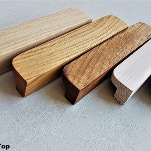 Rounded Long Wood Pulls Oak Handles Simple Kitchen Hardware Dresser ...