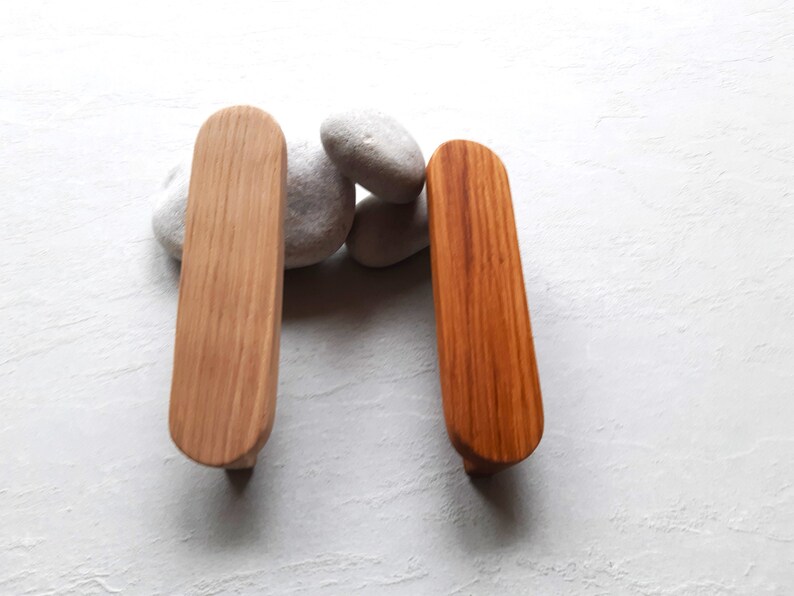 Long Oak Wood Handles Pulls Simple Kitchen Hardware Dresser Pulls ...