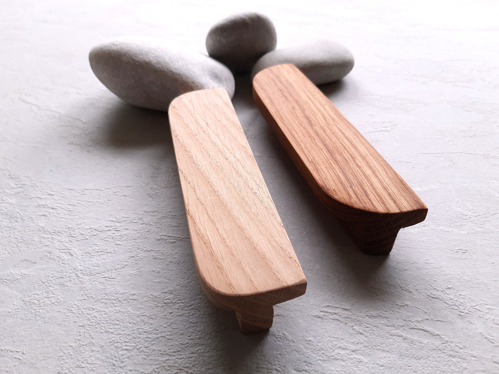 Long Oak Wood Handles Pulls Simple Kitchen Hardware Dresser Pulls ...