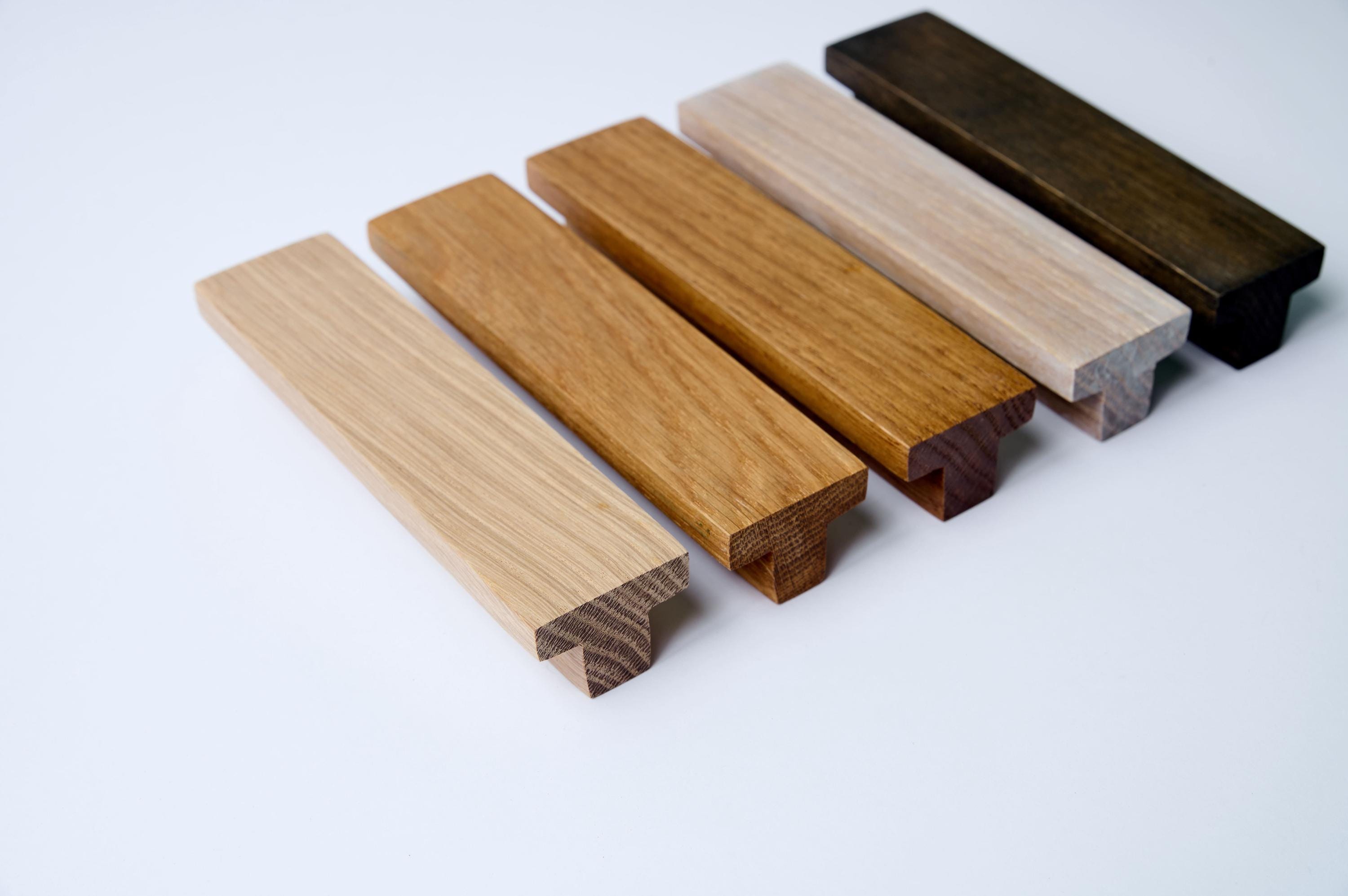 Long Oak Wood Handles Pulls Simple Kitchen Hardware Dresser Pulls ...