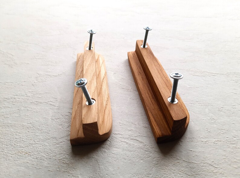 Long Oak Wood Handles Pulls Simple Kitchen Hardware Dresser Pulls ...