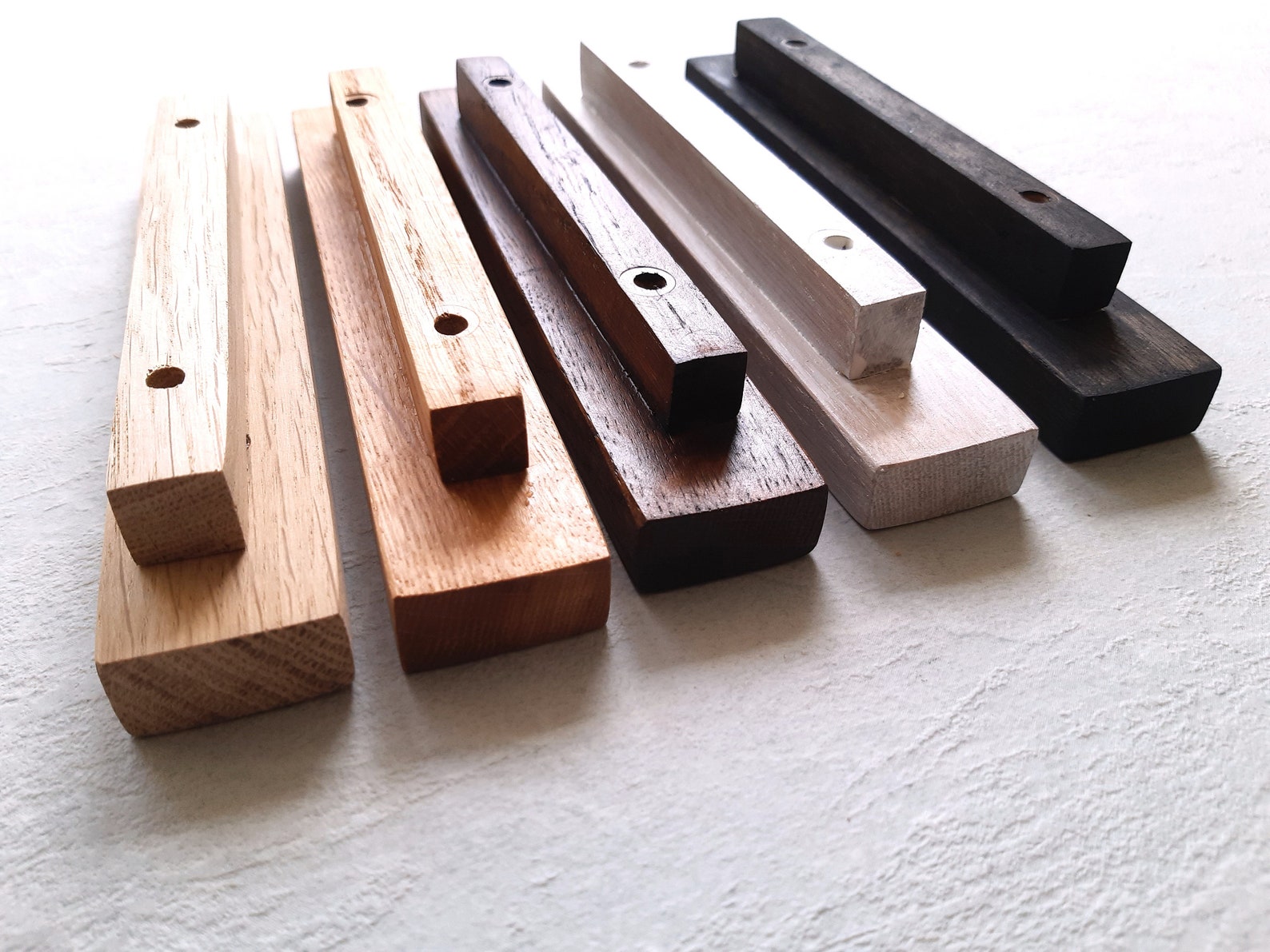 Classic Handles Homemade of Natural Oak Wood, Large Pulls Simple ...